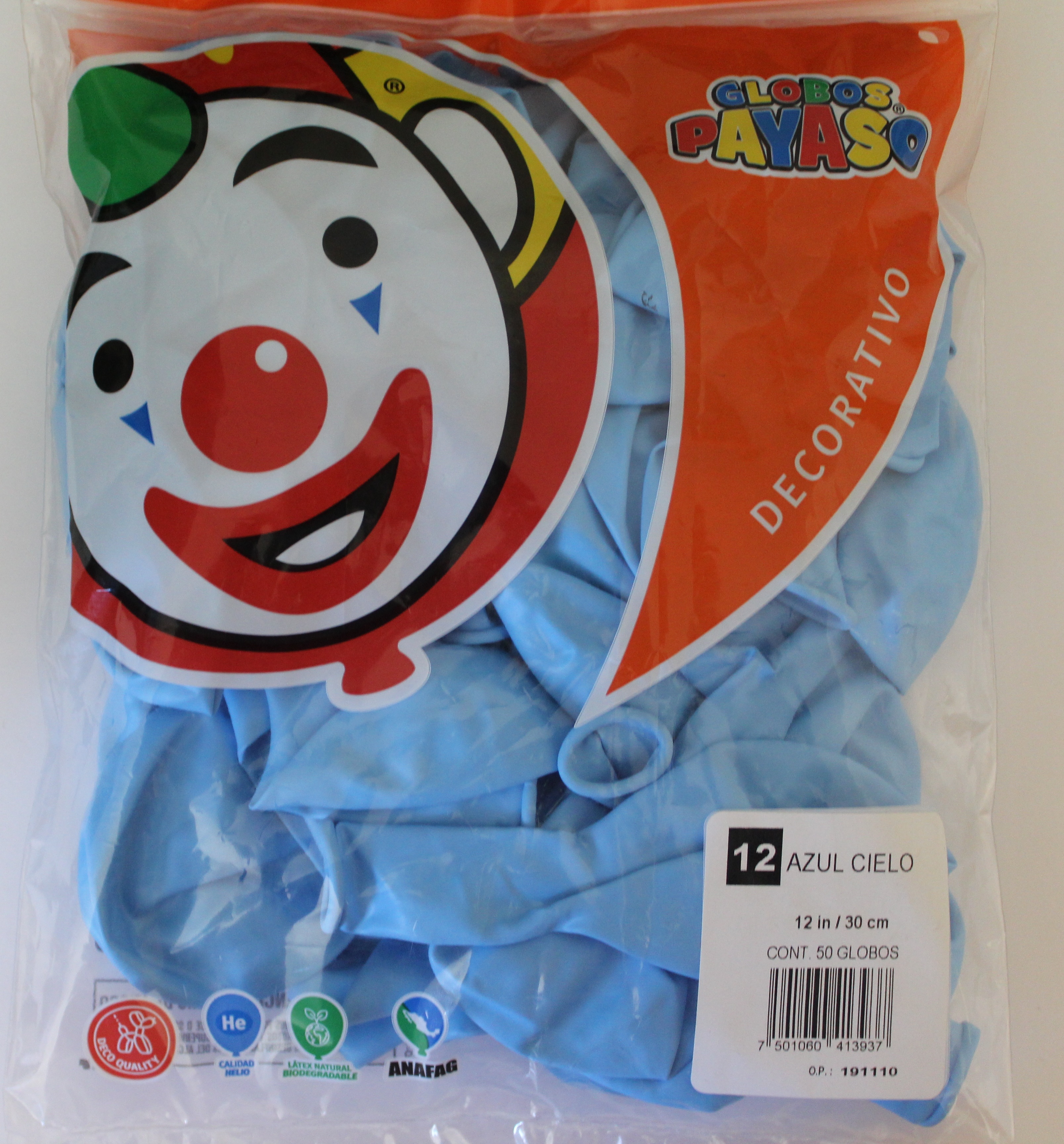 Papelería Comercial - GLOBOS BOLSA C/50 # 12 COLOR AZUL CIELO