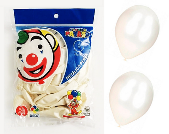 Papelería Comercial - GLOBOS METALICO BOLSA C/50 C.BLANCO/PERLA