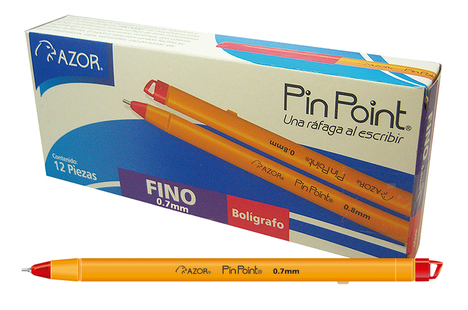 Papelería Comercial - BOLÍGRAFO AZOR PIN POINT 0.7 FINO ROJO