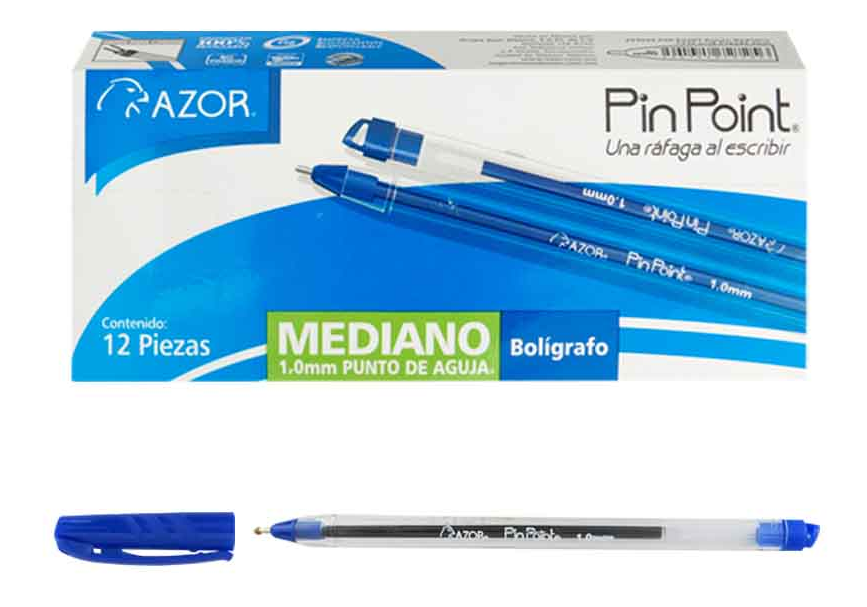 Papelería Comercial - BOLÍGRAFO AZOR PIN POINT 1.0 MEDIANO AZUL