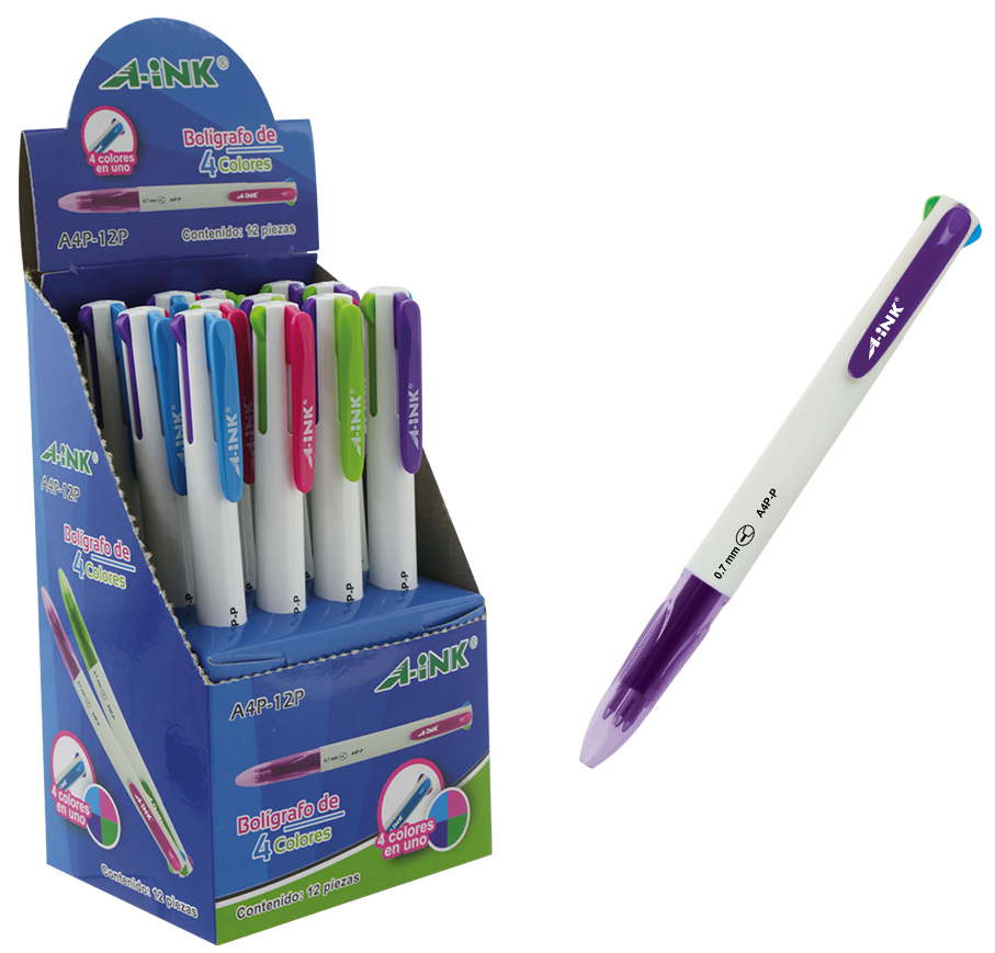 Papelería Comercial - BOLIGRAFO 4 COLORES A-INK