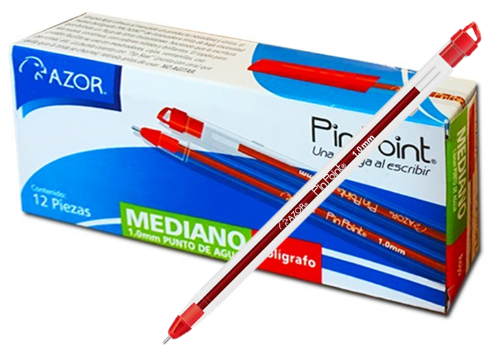 Papelería Comercial - BOLÍGRAFO AZOR PIN POINT 1.0 MEDIANO ROJO