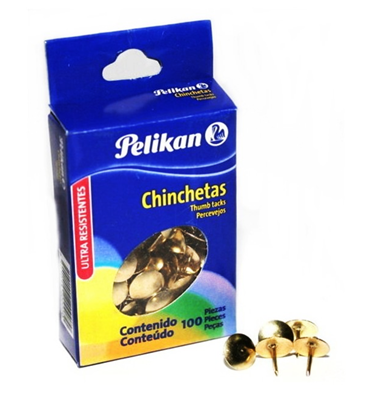 Papelería Comercial - CHINCHETAS METALICAS C/100 C. ORO