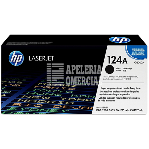 Papelería Comercial - HP-Q6000A TONER P/IMPRESORA LASER 2600 HP 124A NEGRO