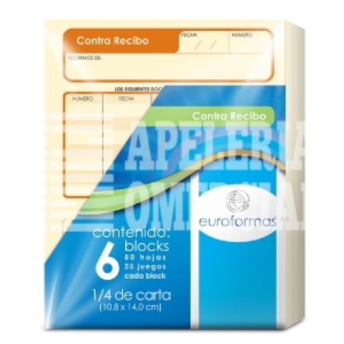 Papelería Comercial - 2064 CONTRA RECIBO T. 1/4 CTA.
